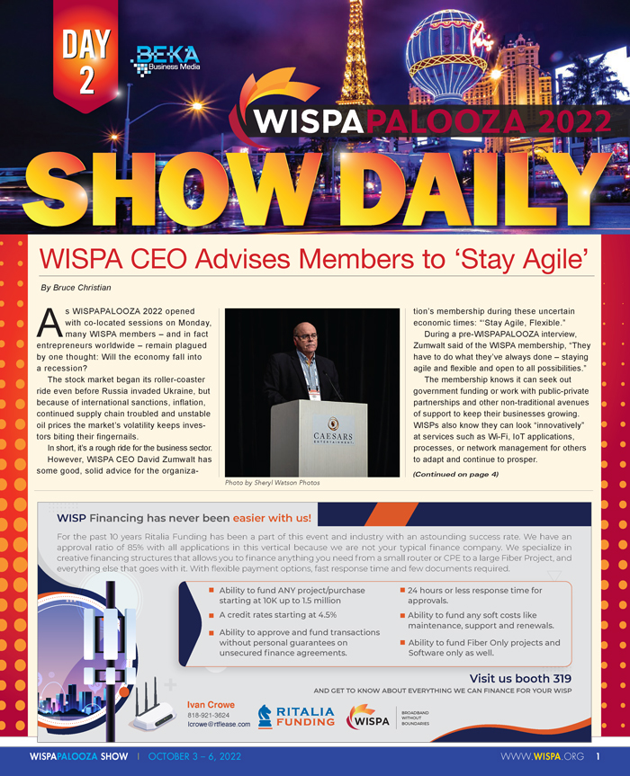 WISPAPALOOZA 2022 - Day 2 Show Daily - ChannelVision Magazine