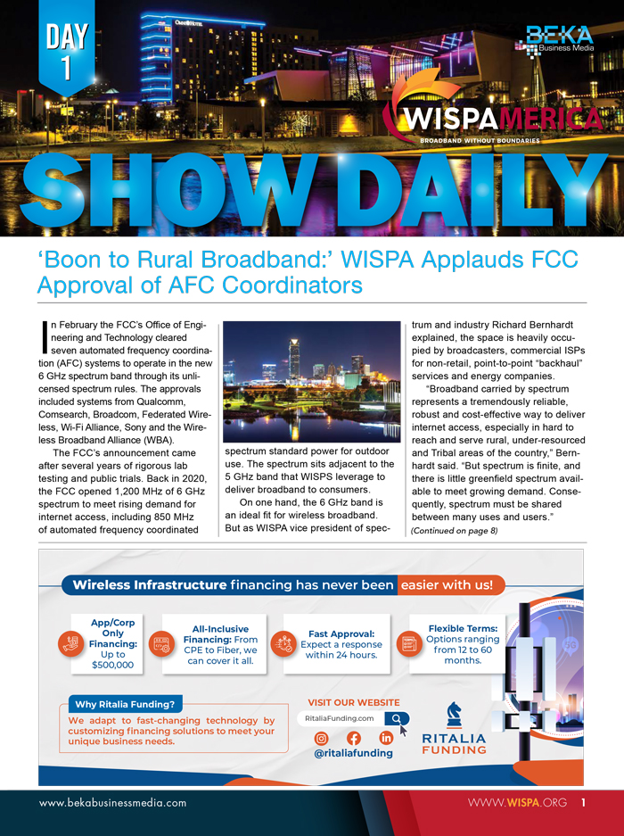 WISPAMERICA 2024 - Day 1 Show Daily - ChannelVision Magazine