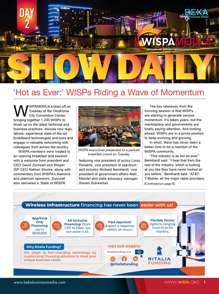 WISPAMERICA 2024 - Day 2 Show Daily - ChannelVision Magazine