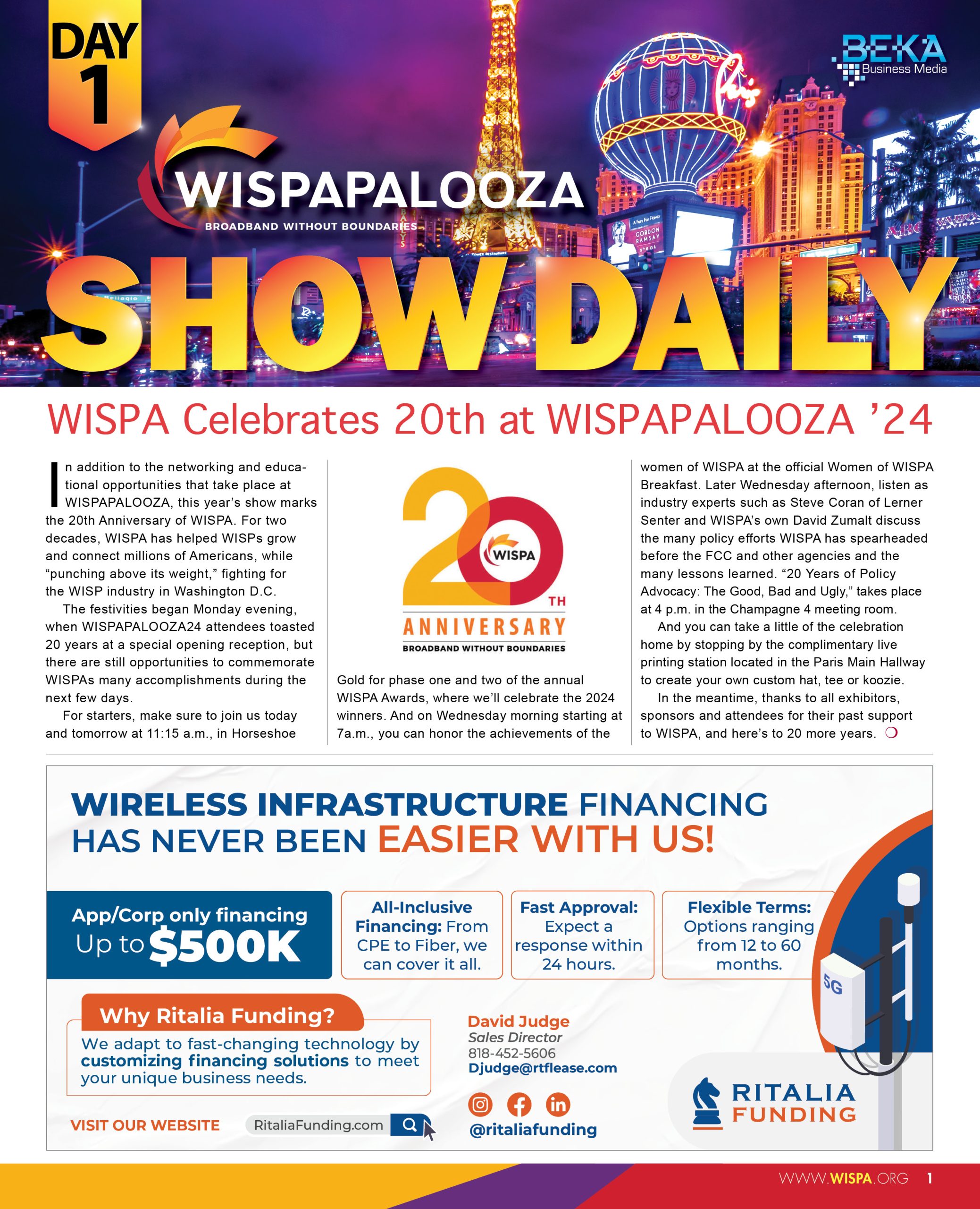 WISPAPALOOZA 2024 Show Daily DAY 1 - ChannelVision Magazine